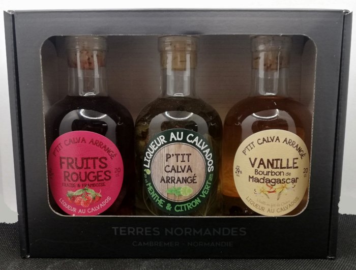Coffret trio 3 liqueurs p'tit calva arrangés 20 cl fruits rouges ...